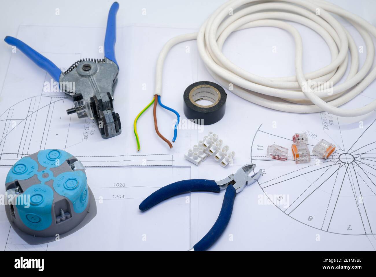 assortments of tools and items related to electricity Stock Photo - Alamy