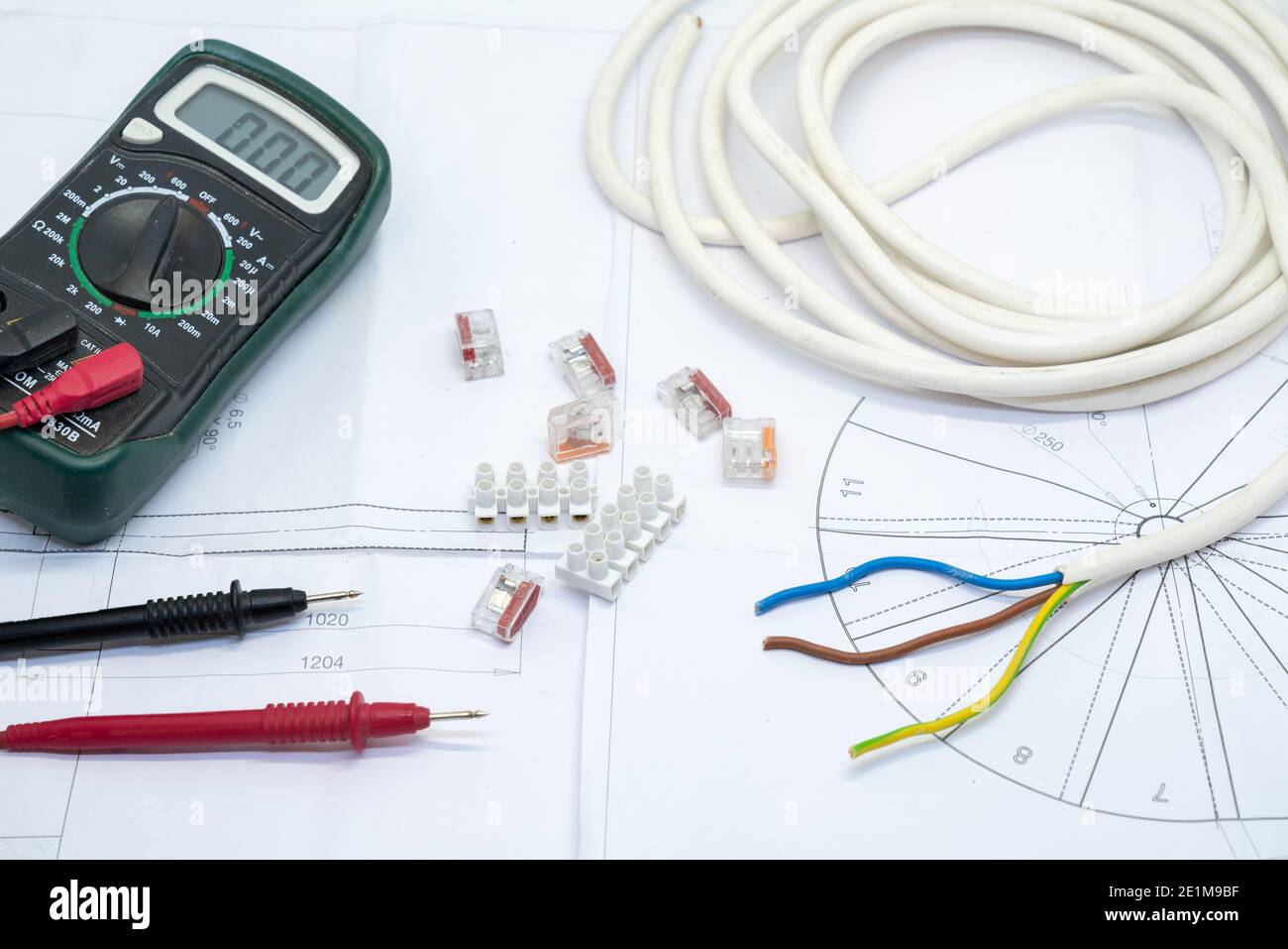 assortments of tools and items related to electricity Stock Photo - Alamy