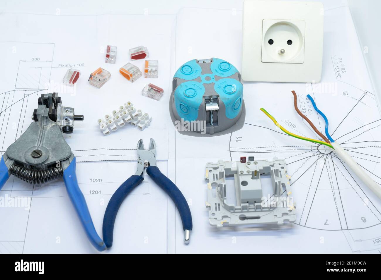 assortments of tools and items related to electricity Stock Photo - Alamy