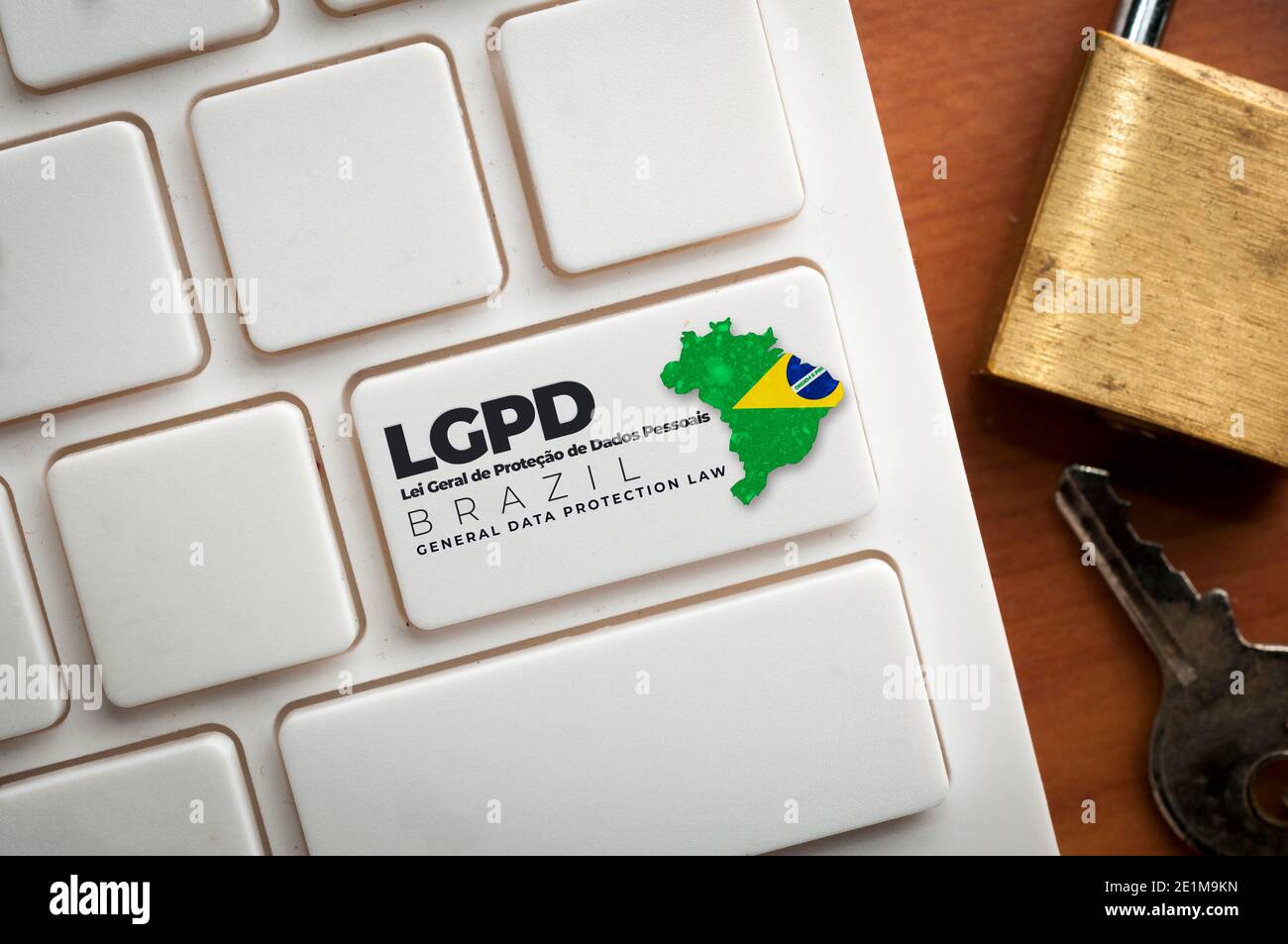 LGPD: a white keyboard with a key with text Lei Geral de Proteção de ...