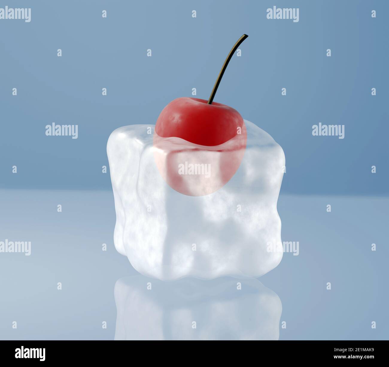 a red cherry in ice cube, 3d illustration Stock Photo - Alamy