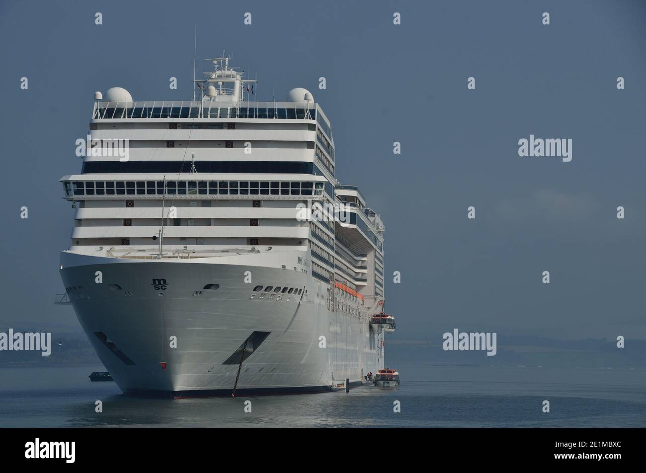 big white cruise ship view from the front Stock Photo - Alamy