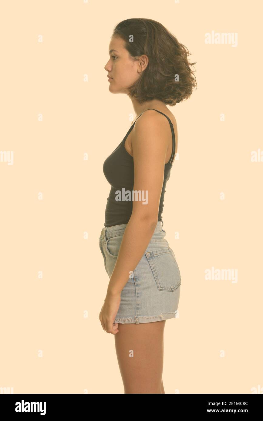 Profile view of young beautiful Caucasian teenage girl Stock Photo - Alamy