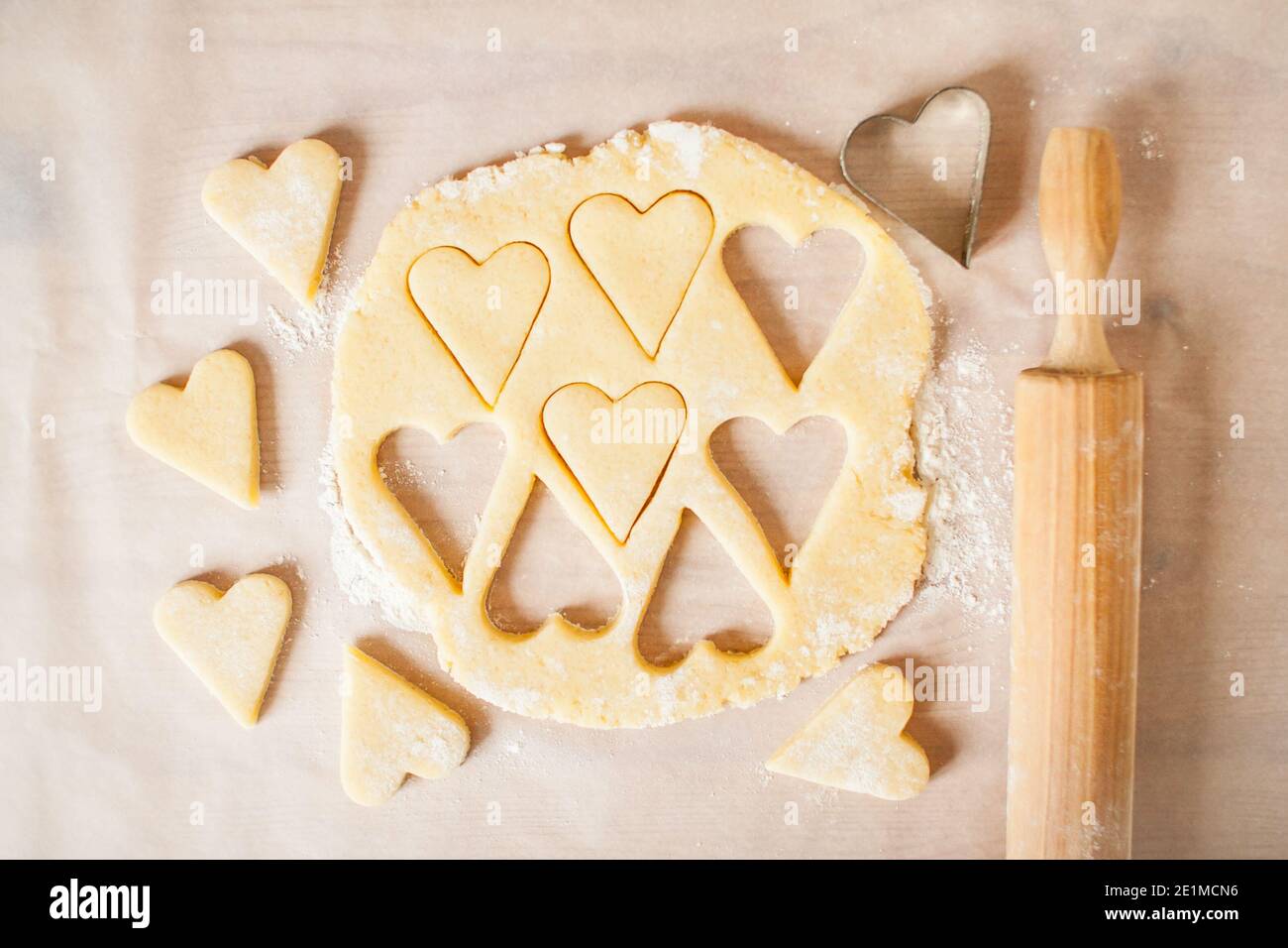 The process of making simple, delicious heart-shaped cookies for ...