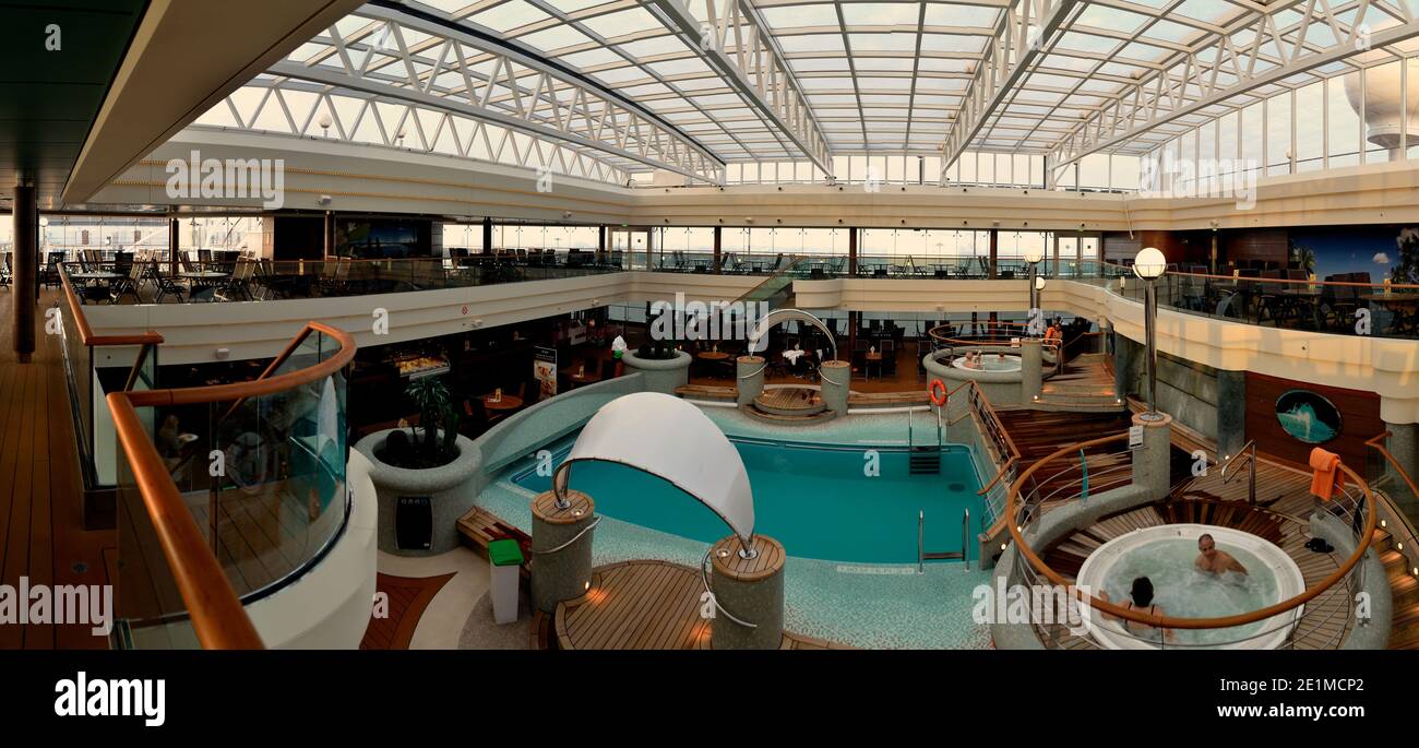 cozy relaxing area of ship indoor panorama Stock Photo - Alamy
