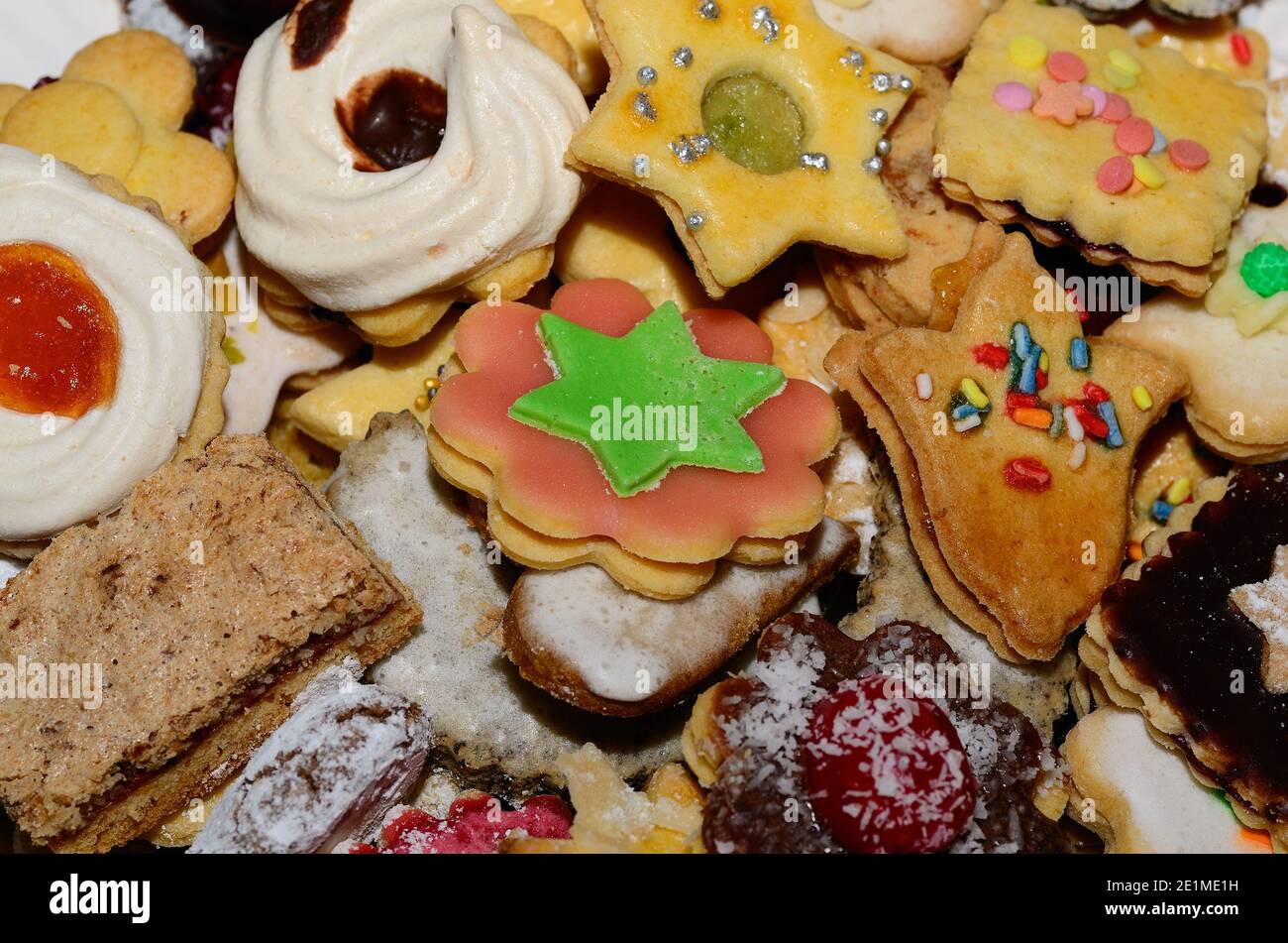 many colorful biscuits for christmas Stock Photo - Alamy