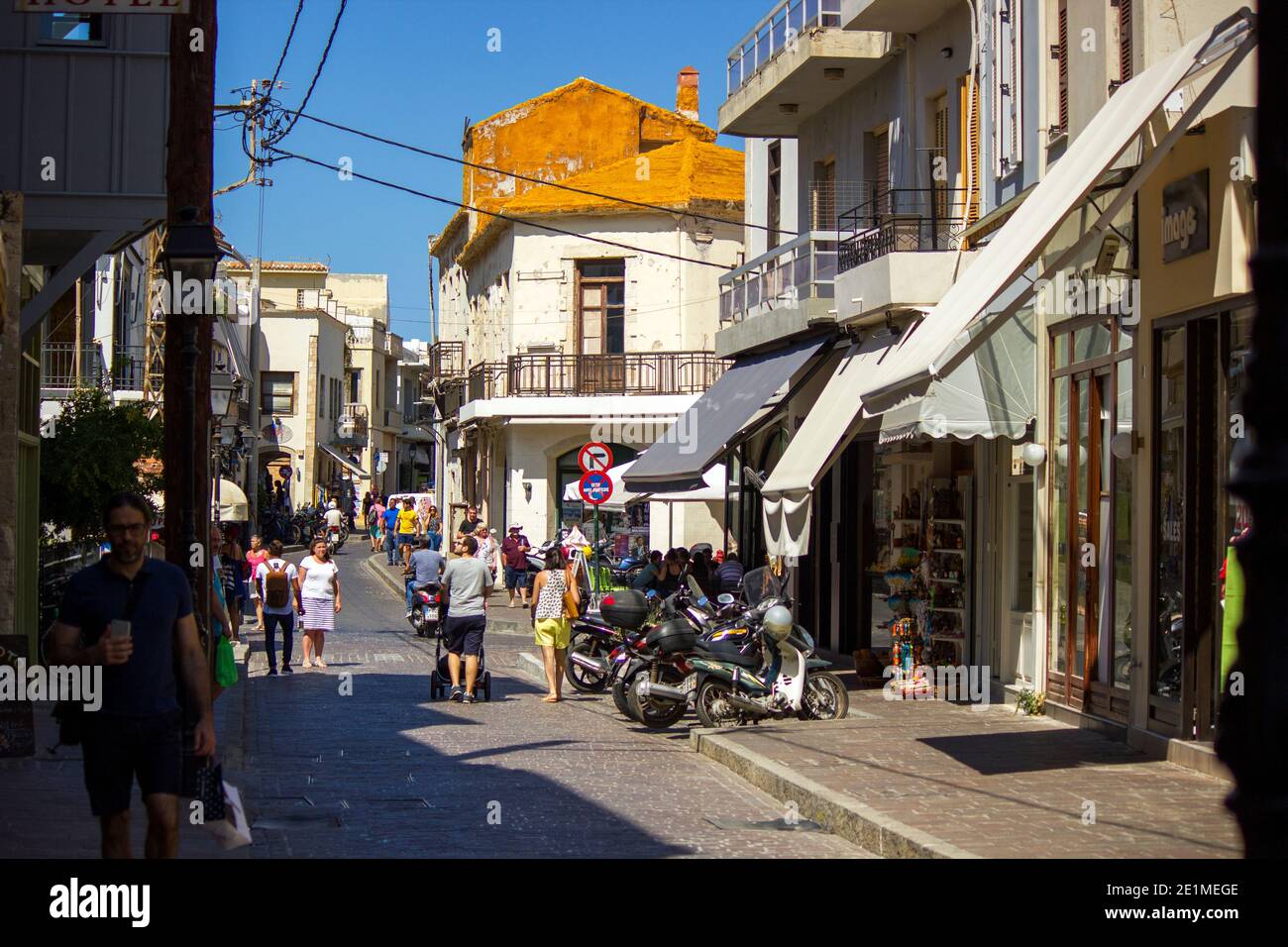 Crete, Greece - September 16, 2017: Building exterior in the main ...