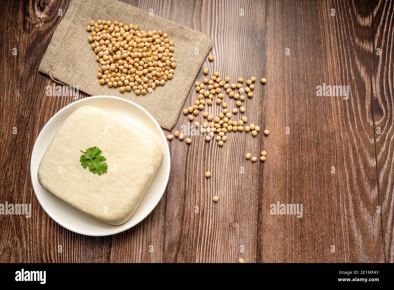 Whole fresh tofu and soy bean. full depth of field. vegan food concept ...