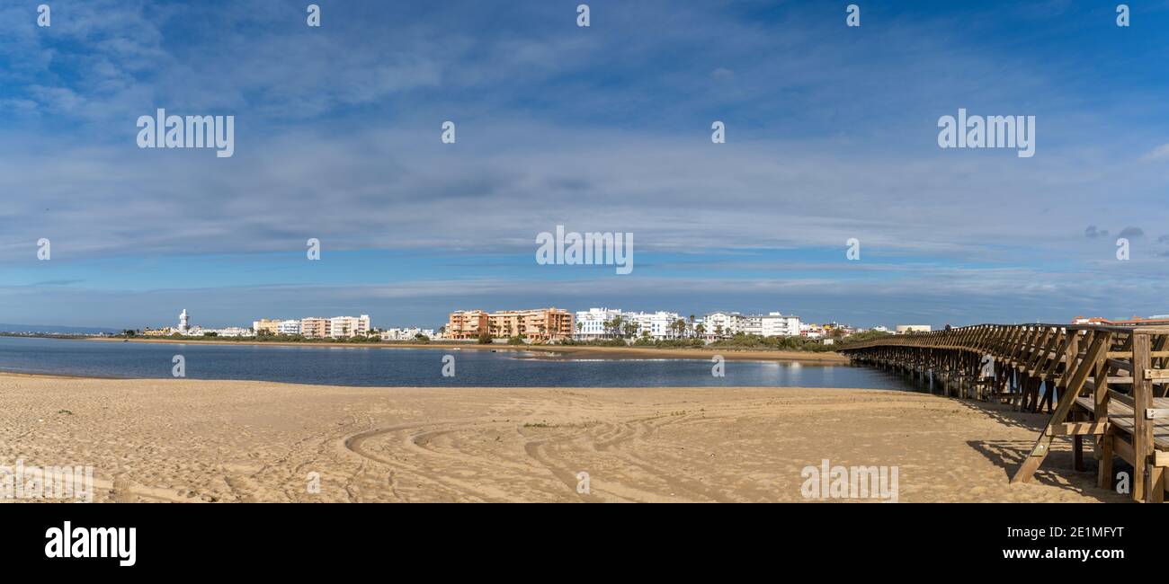 Panorama of the picturesque beach and lagoon at Isla Cristina in ...
