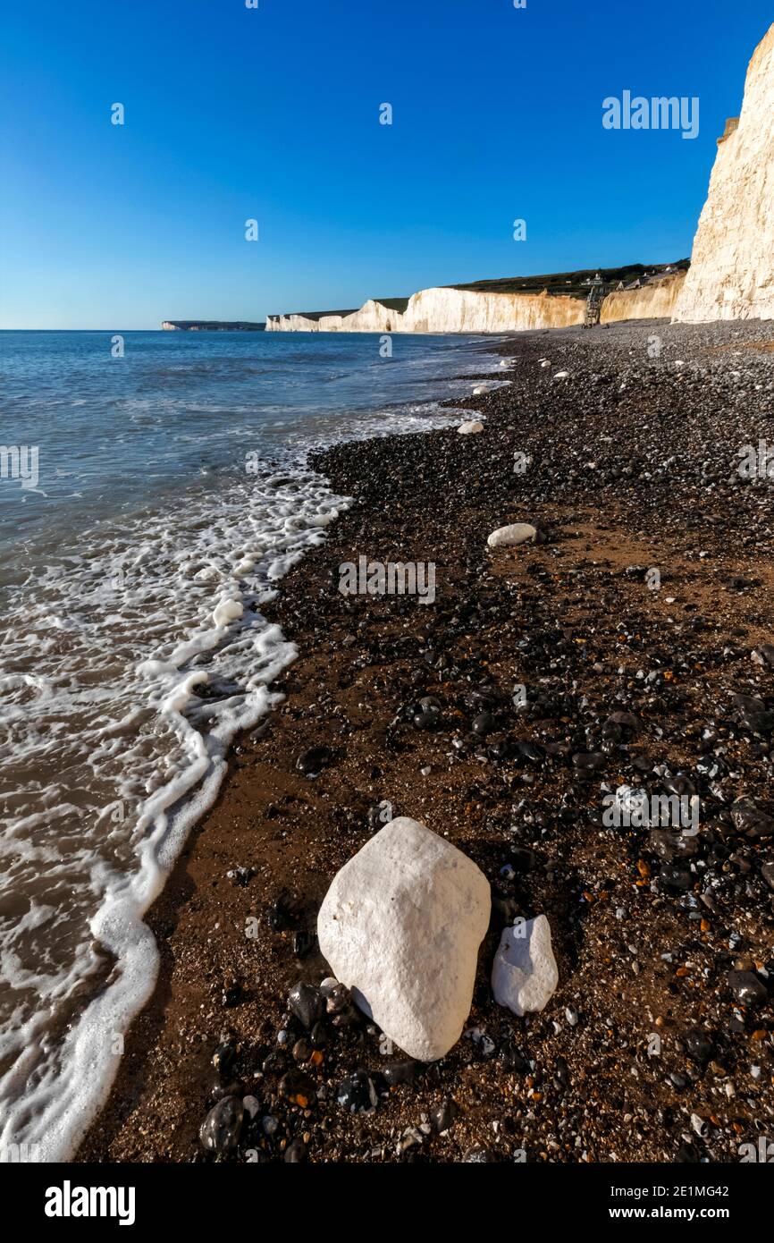 England, East Sussex, Eastbourne, Birling Gap, The Seven Sisters Cliffs ...
