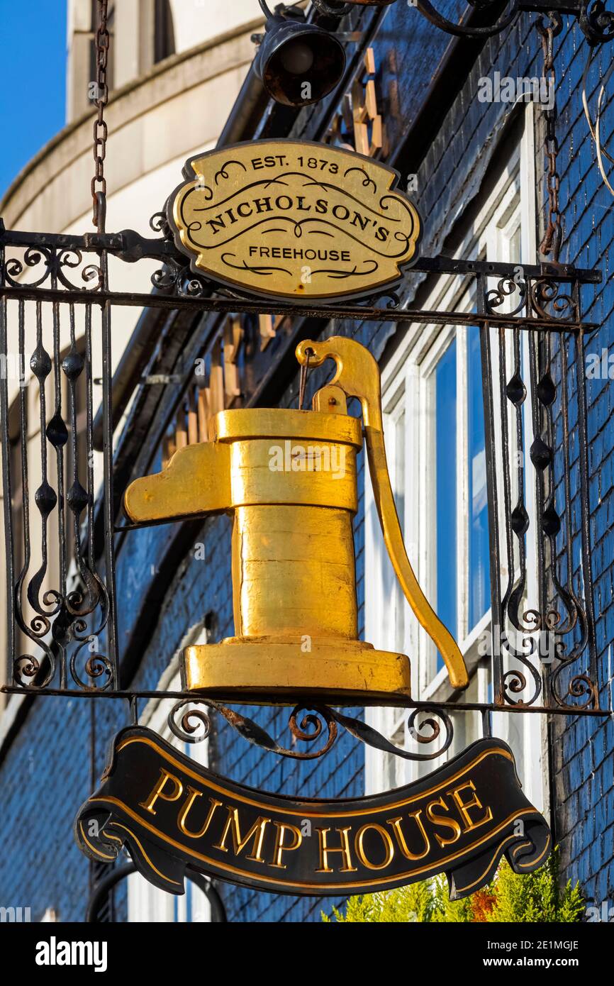 England, East Sussex, Brighton, The Lanes, The Pump House Pub Sign ...
