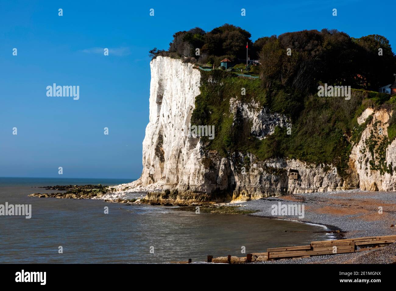 England, Kent, Dover, St.Margaret's Bay, The Beach and The White Cliffs ...