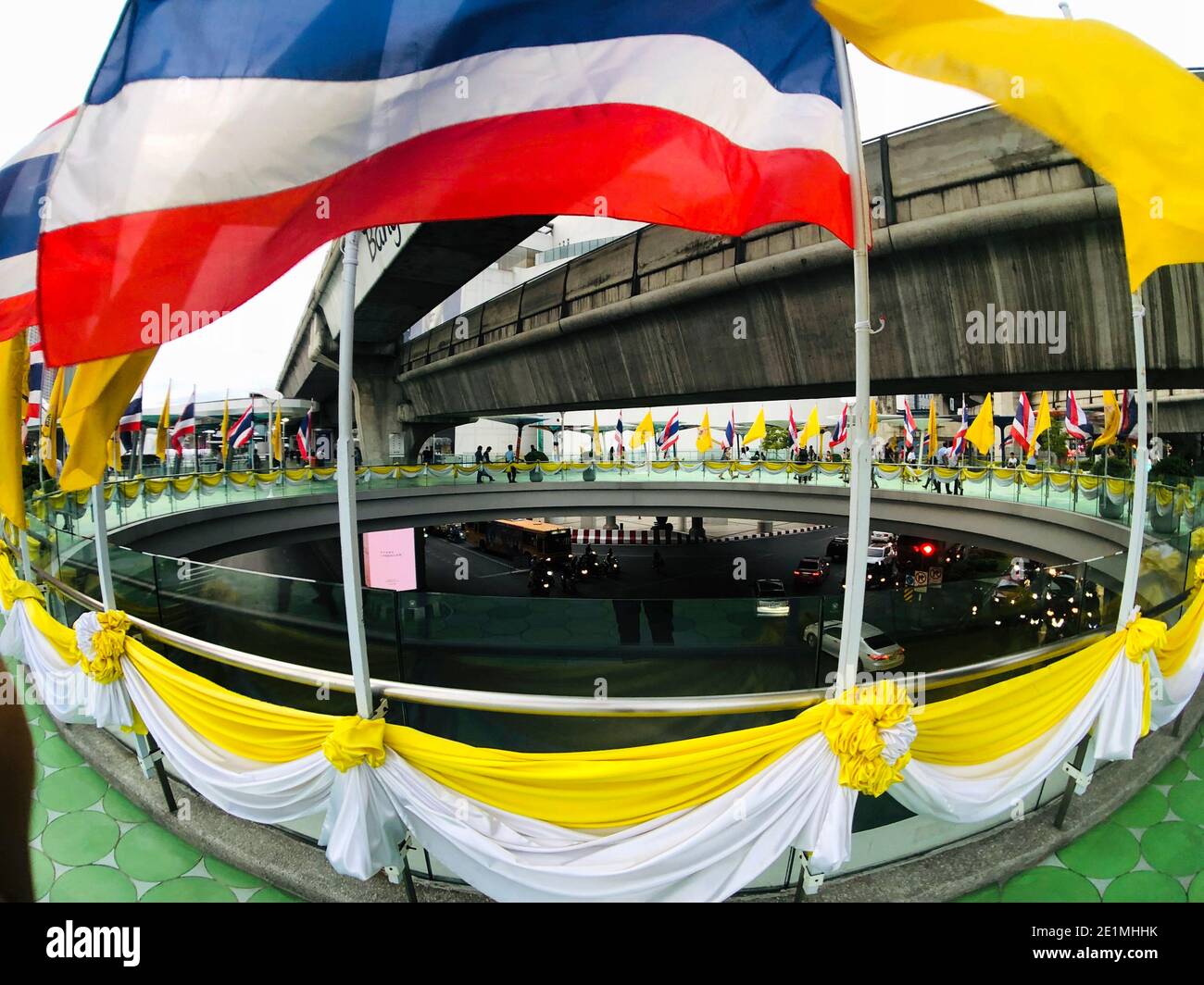 Display of Thai flags in city centre Stock Photo - Alamy