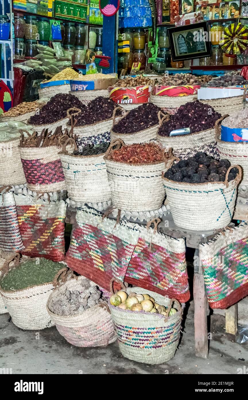 Aswan. Colourful street scenes with herbal spices for sale in the ...