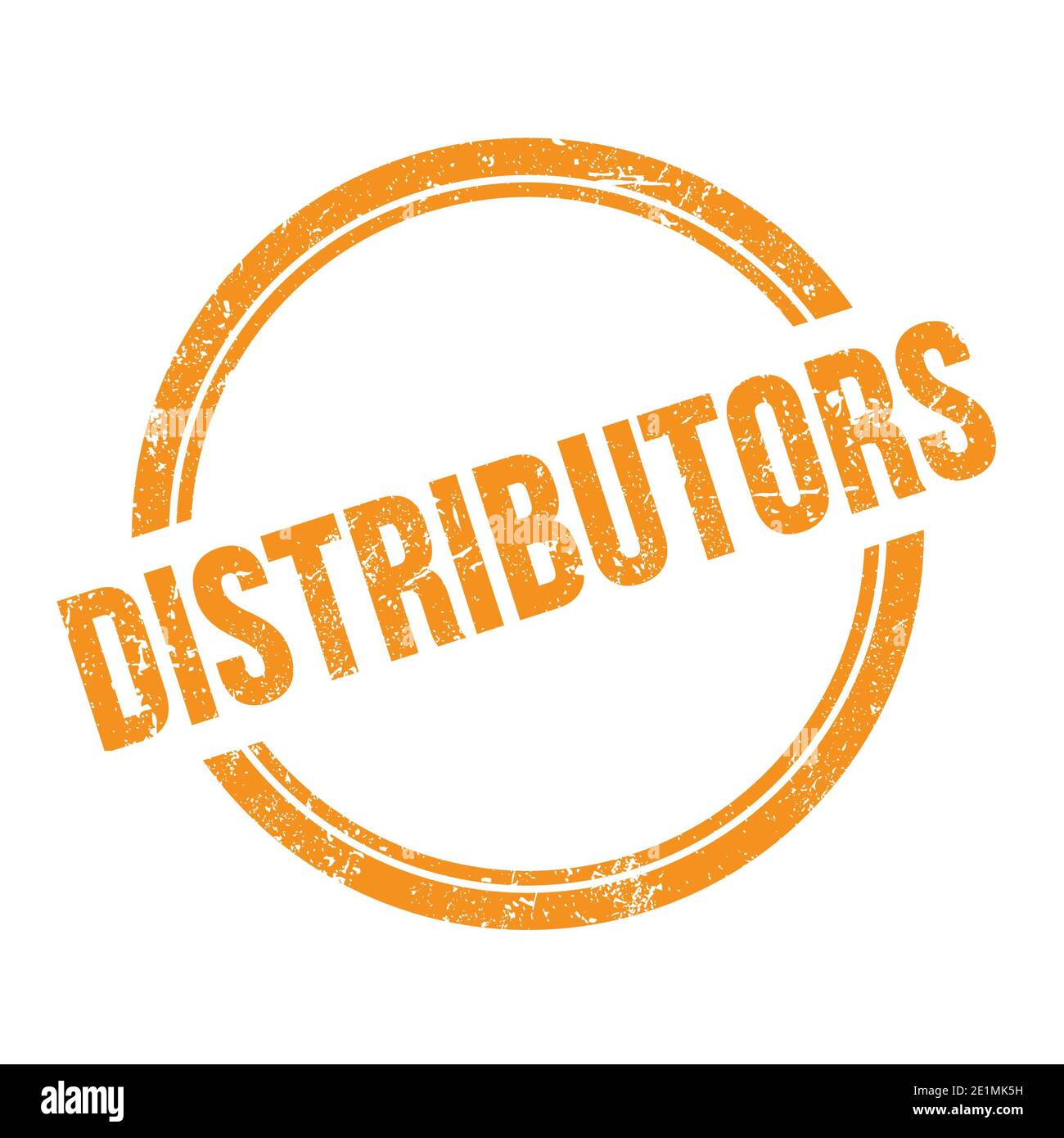 DISTRIBUTORS text written on orange grungy vintage round stamp Stock ...