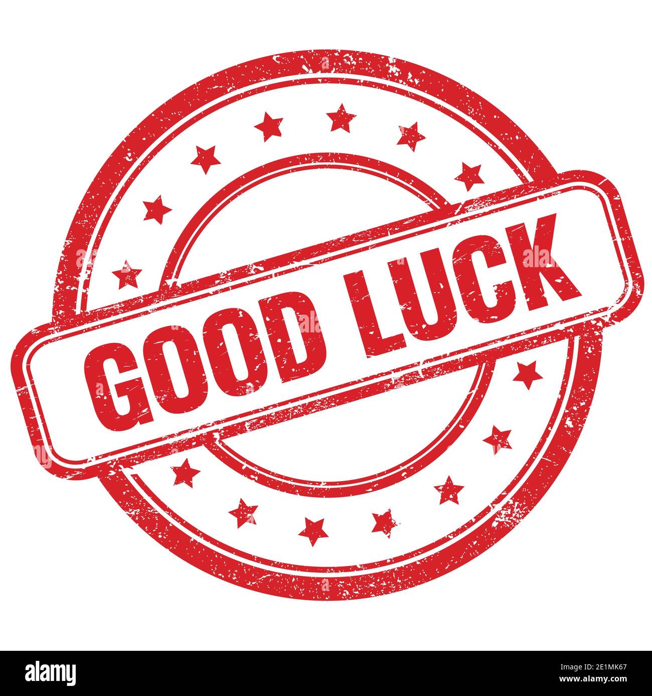GOOD LUCK text on red vintage grungy round rubber stamp Stock Photo - Alamy