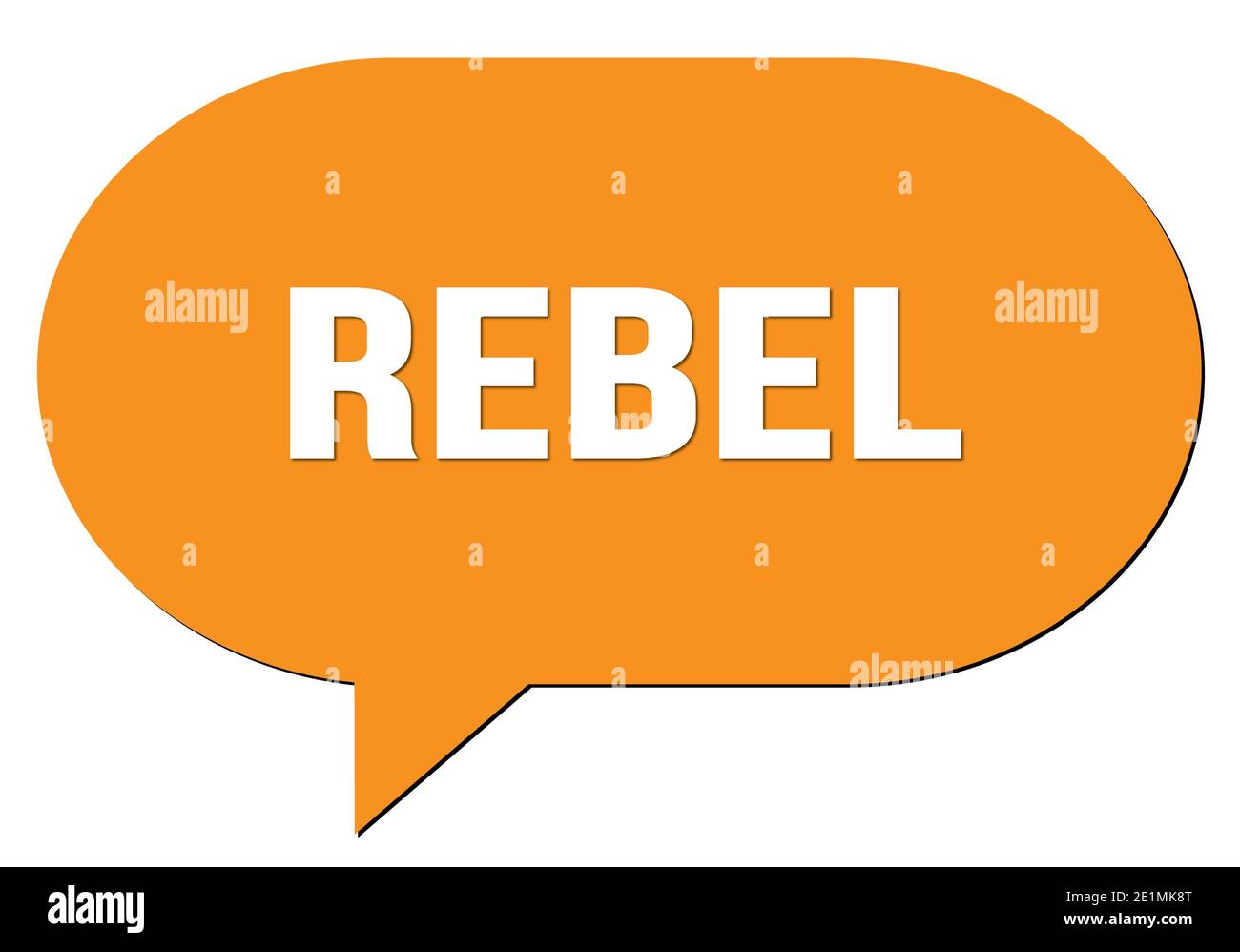 REBEL text written in an orange speech bubble stamp Stock Photo - Alamy