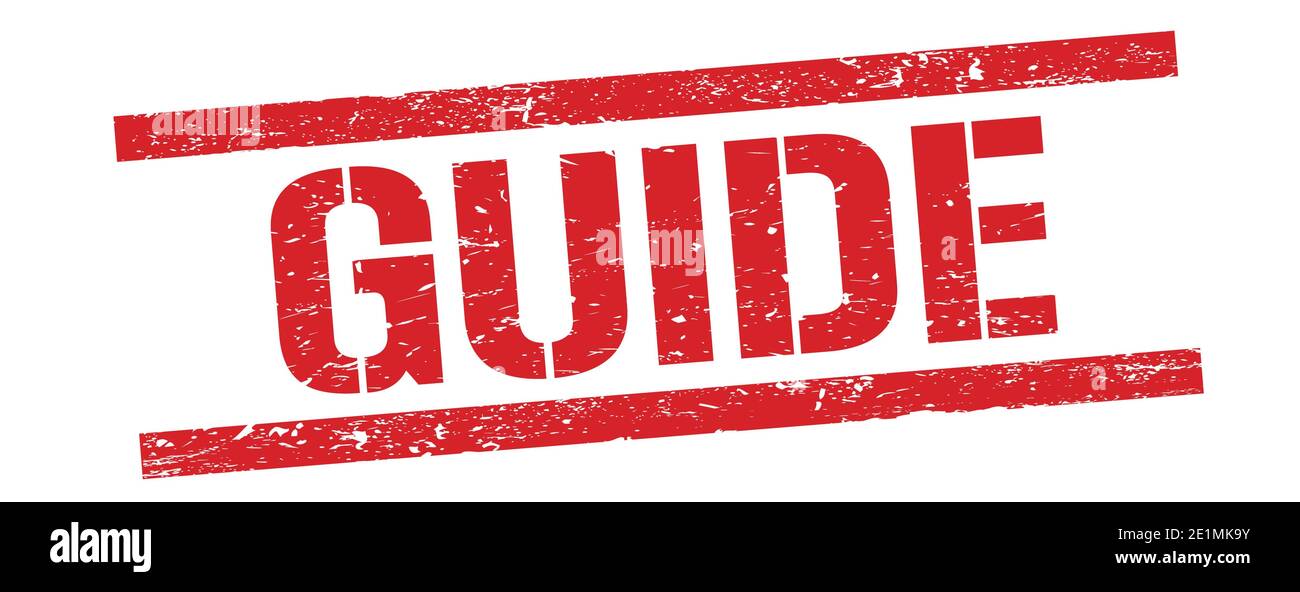 GUIDE text on red grungy rectangle stamp sign Stock Photo - Alamy