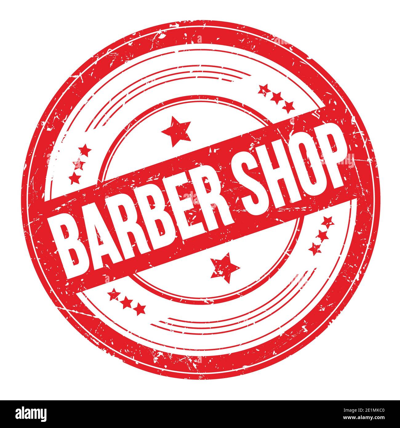 BARBER SHOP text on red round grungy texture stamp Stock Photo - Alamy