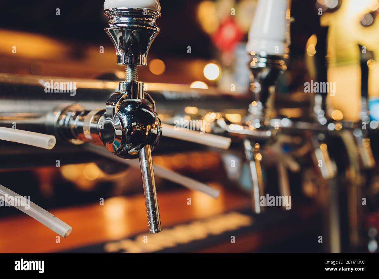 The bar counter with bottles and apparatus for dispensing beer ...