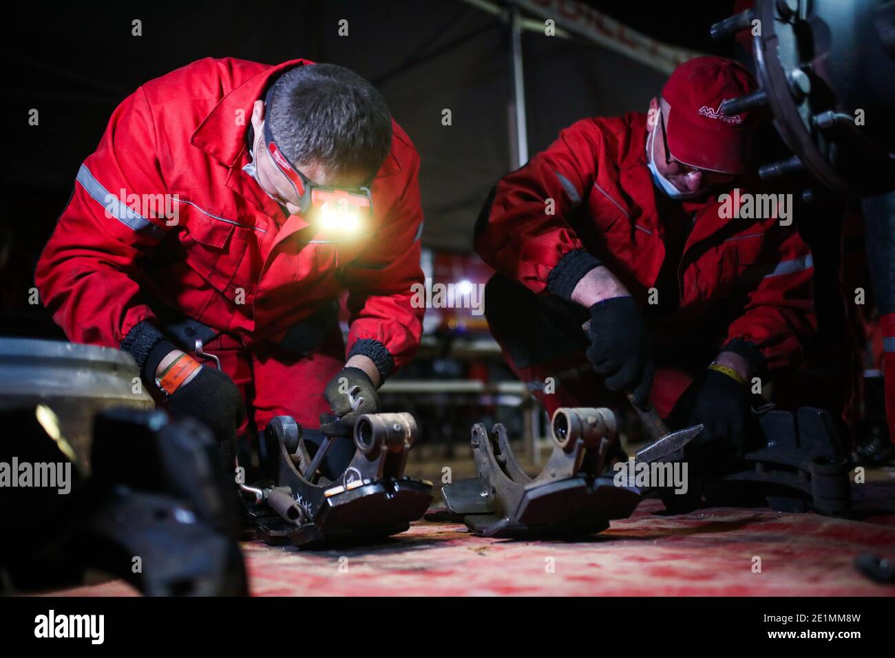 Maz, mechanic, bivouac during the 5th stage of the Dakar 2021 between ...