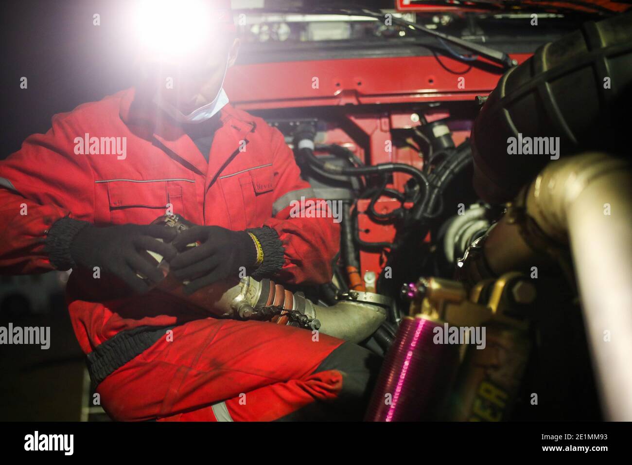 Maz, mechanic, bivouac during the 5th stage of the Dakar 2021 between ...