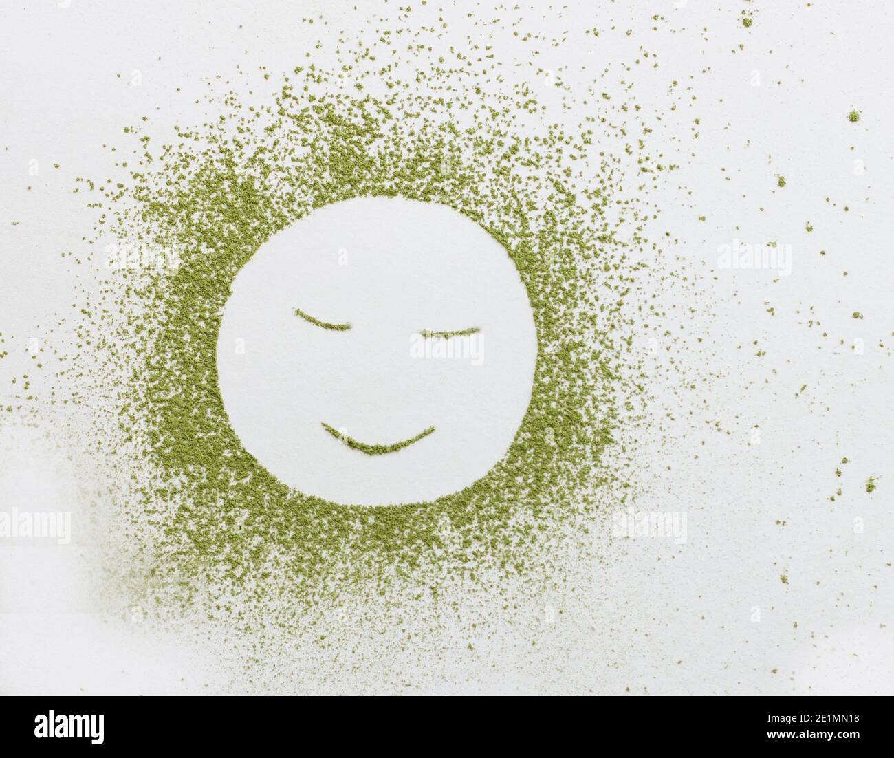 Matcha smile by powdered matcha green tea. healthy drinks concept ...