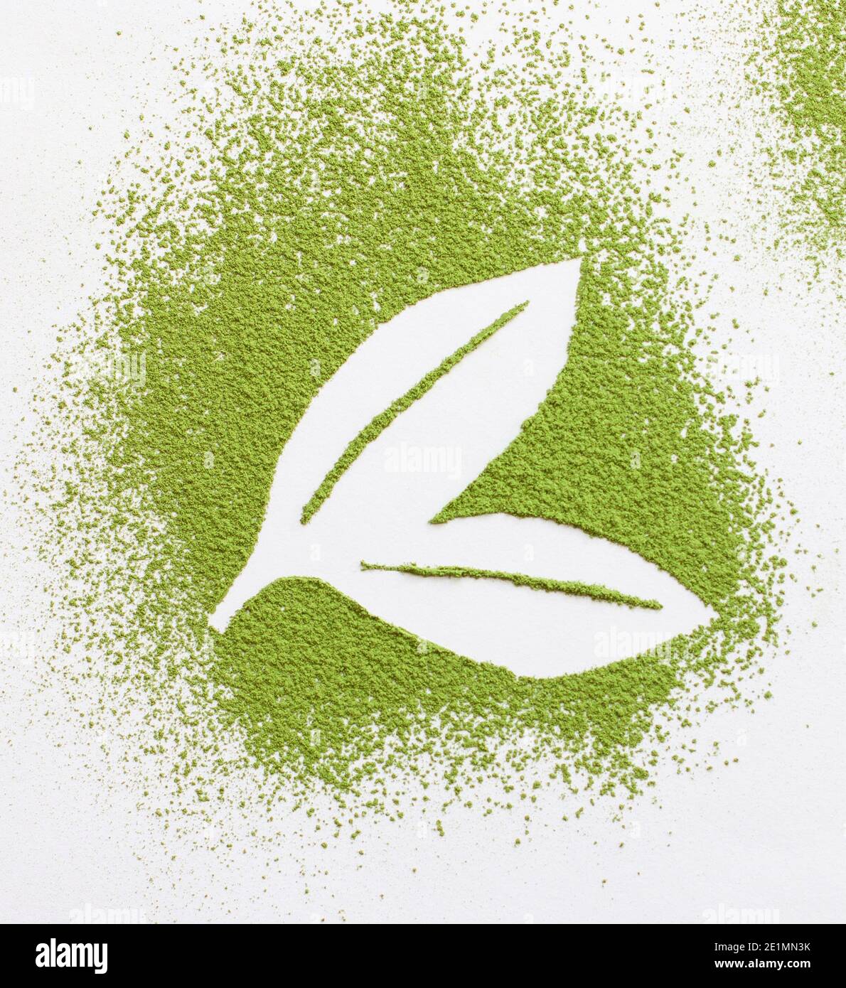 Matcha leaves by powdered matcha green tea. healthy drinks concept ...