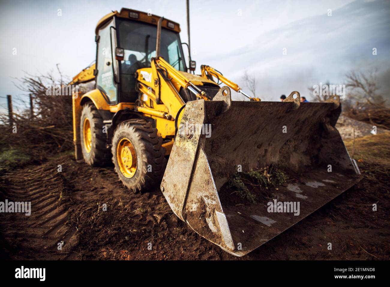 Excavator clearing ground road hi-res stock photography and images - Alamy