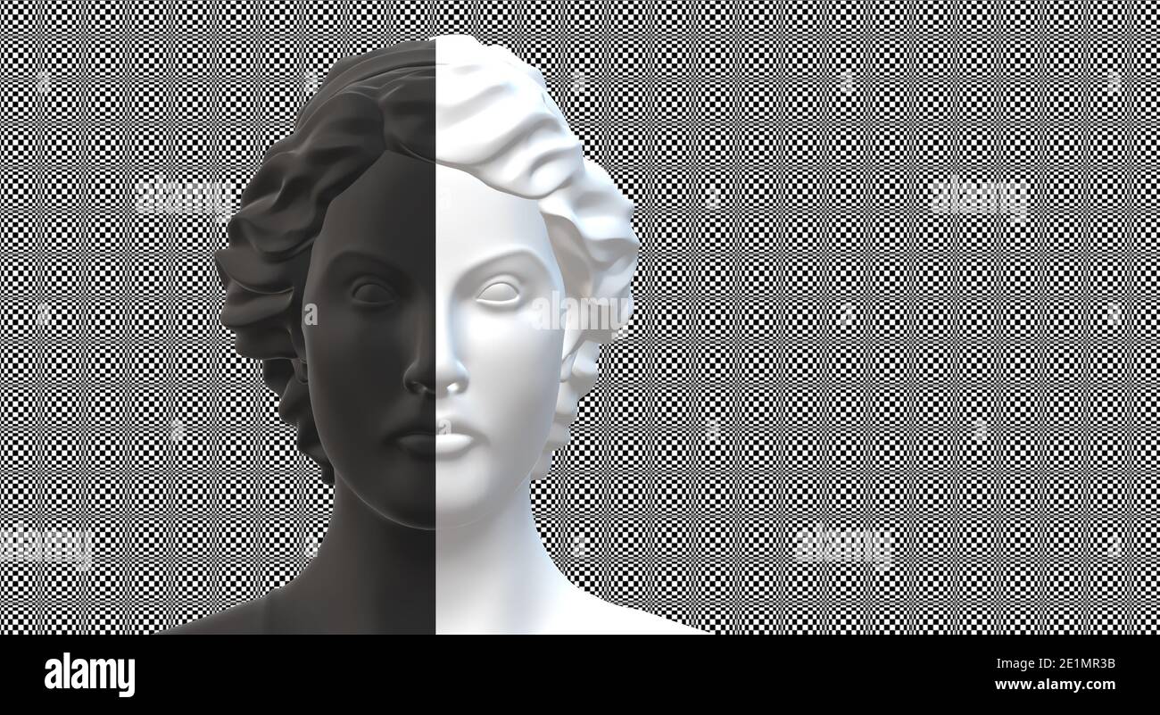 personality, bipolar, split personality concept. Female silhouette in ...