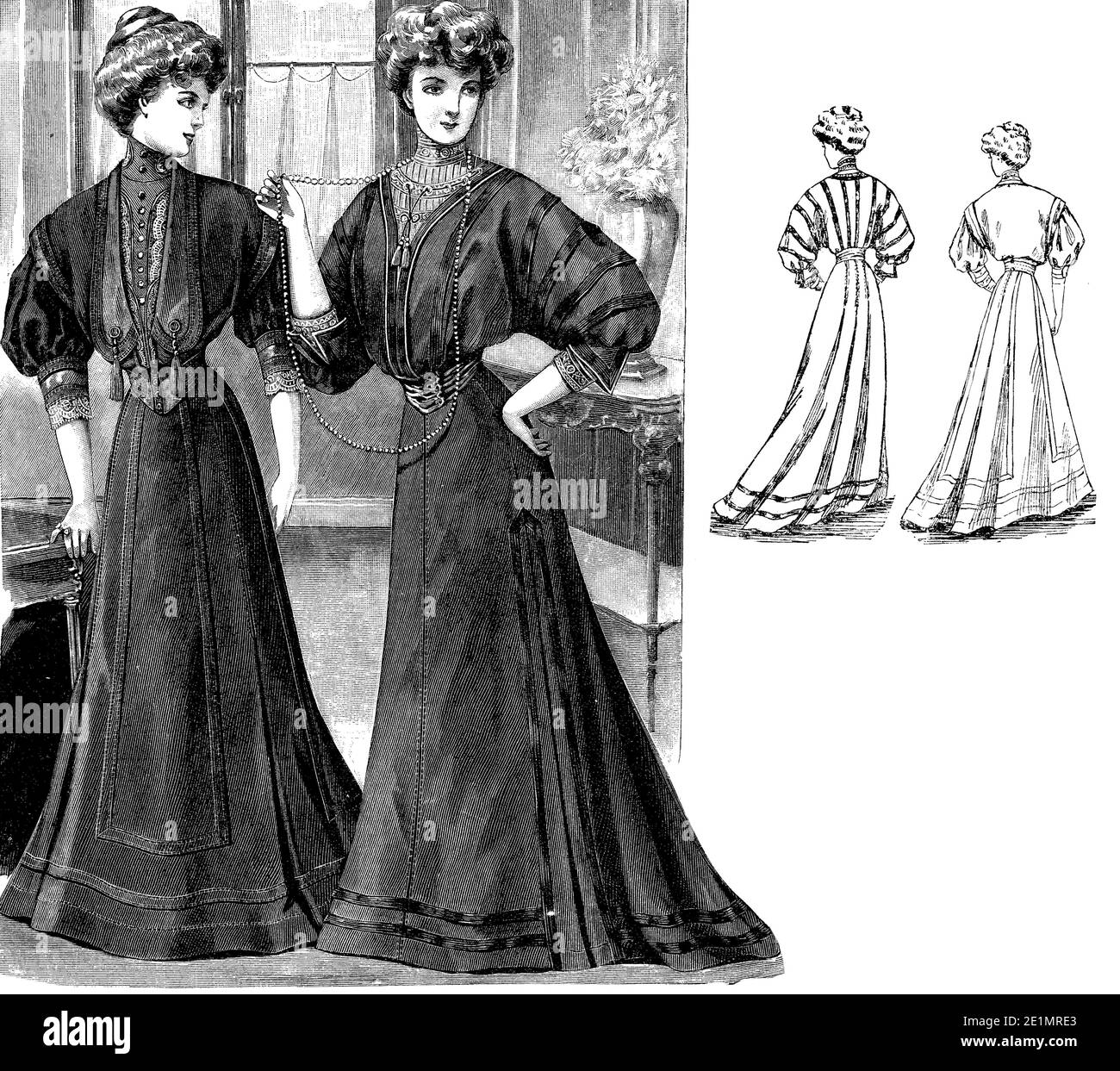 ladies Fashion 1907, long and elegant lines with corset to achieve a ...
