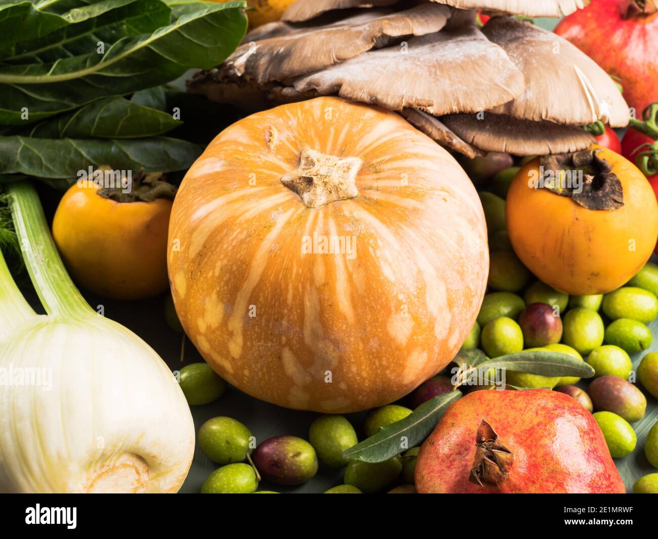 Green background with raw organic vegetable, fruit Stock Photo - Alamy
