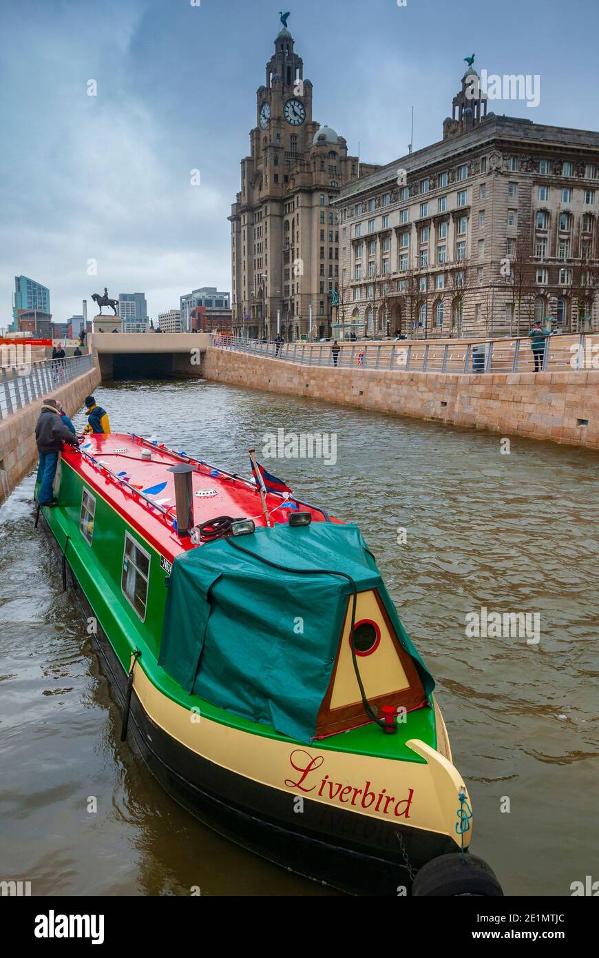 Canal boat the Liverbird in the Leeds Liverpool canal at Liverpool ...