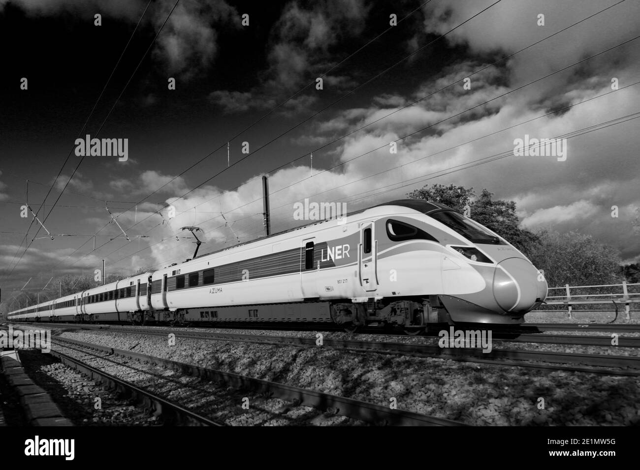 LNER, Azuma 800 class train, East Coast Main Line Railway, Peterborough ...