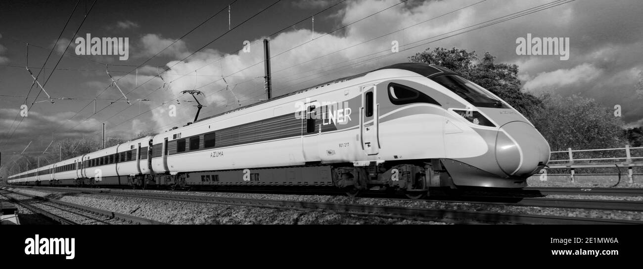 LNER, Azuma 800 class train, East Coast Main Line Railway, Peterborough ...