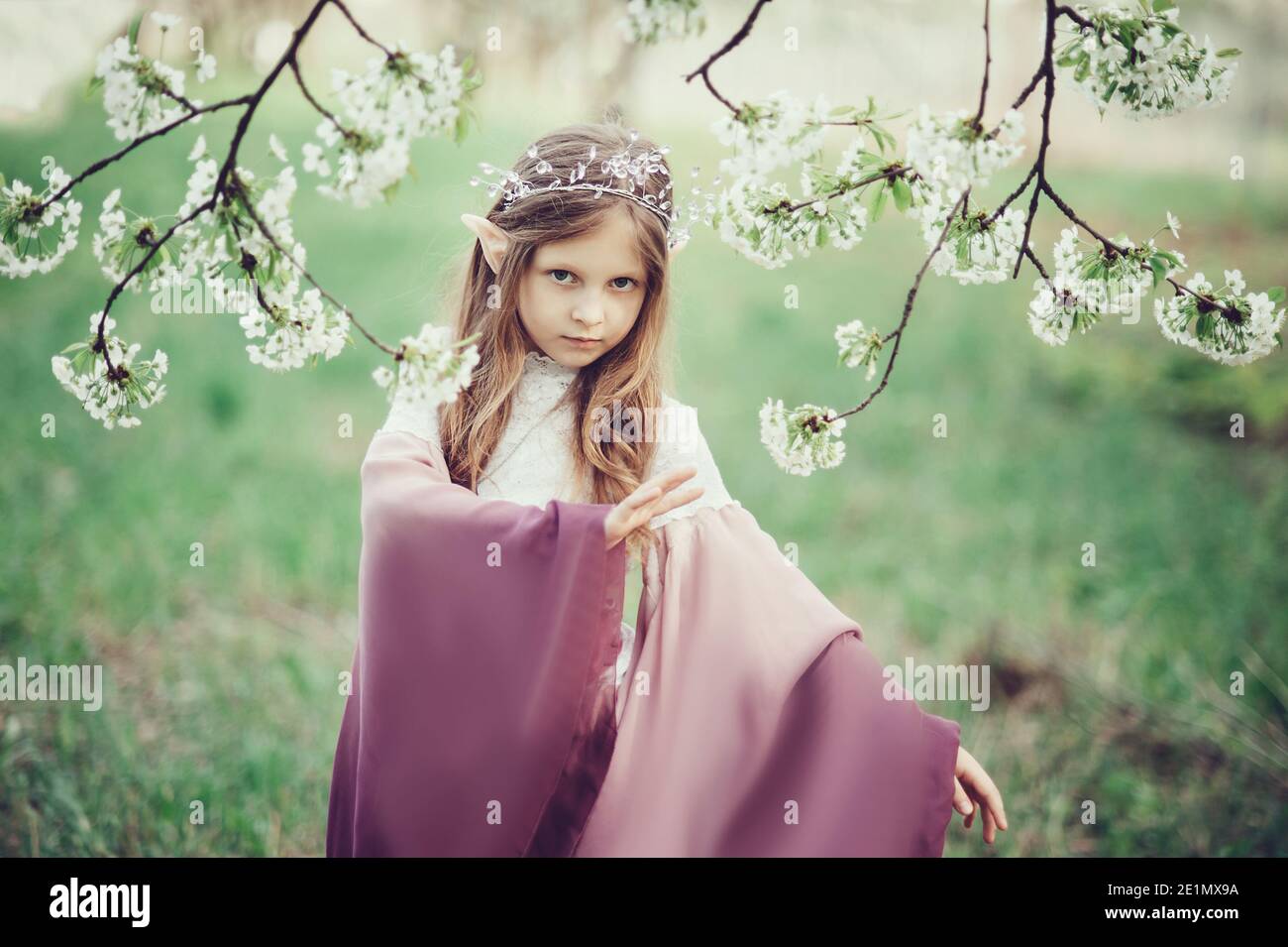 fairy tale girl. Portrait of mystic elf child. Cosplay character ...