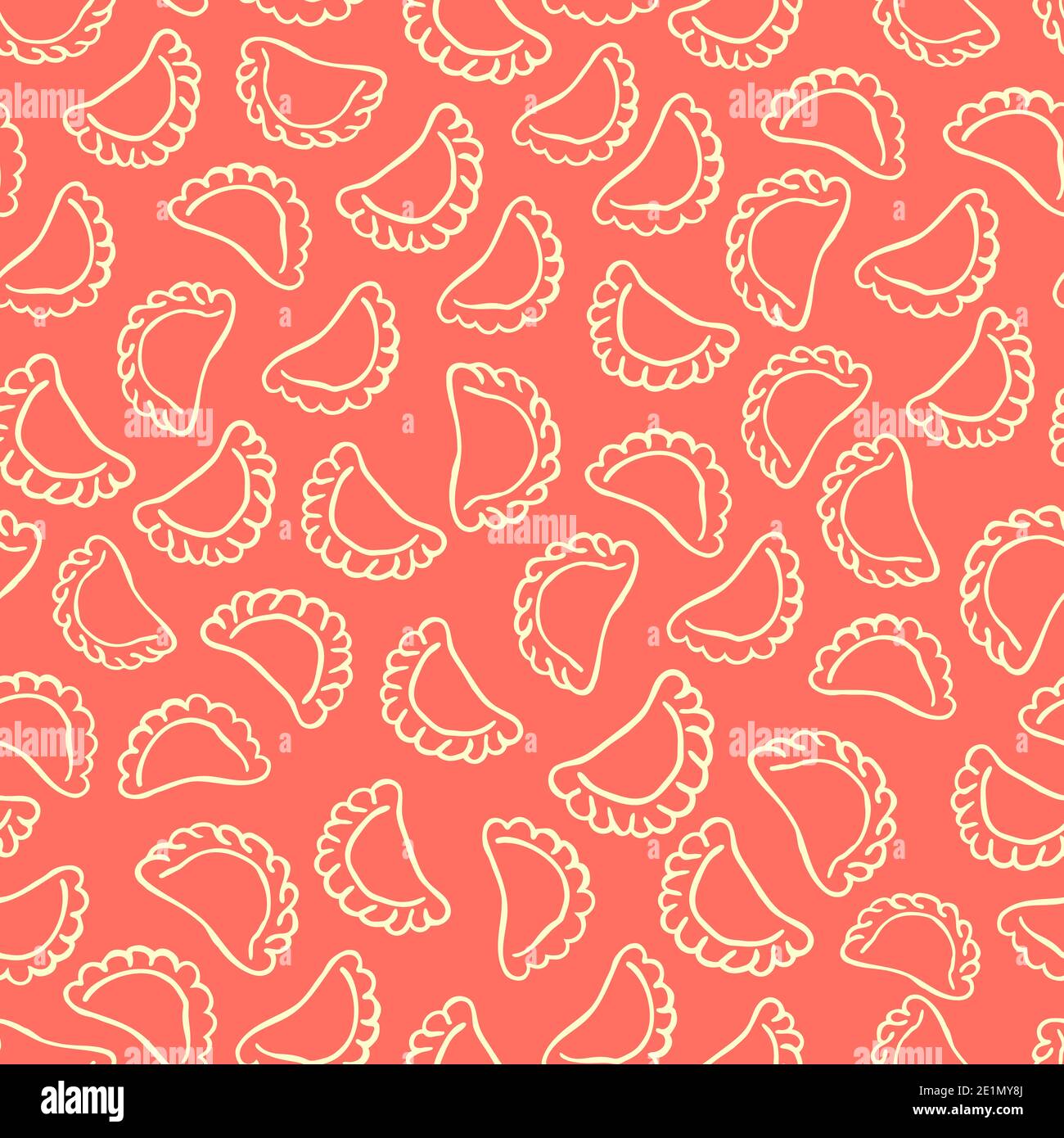 Dumplings outline seamless pattern Hand drawn linear illustration Stock ...