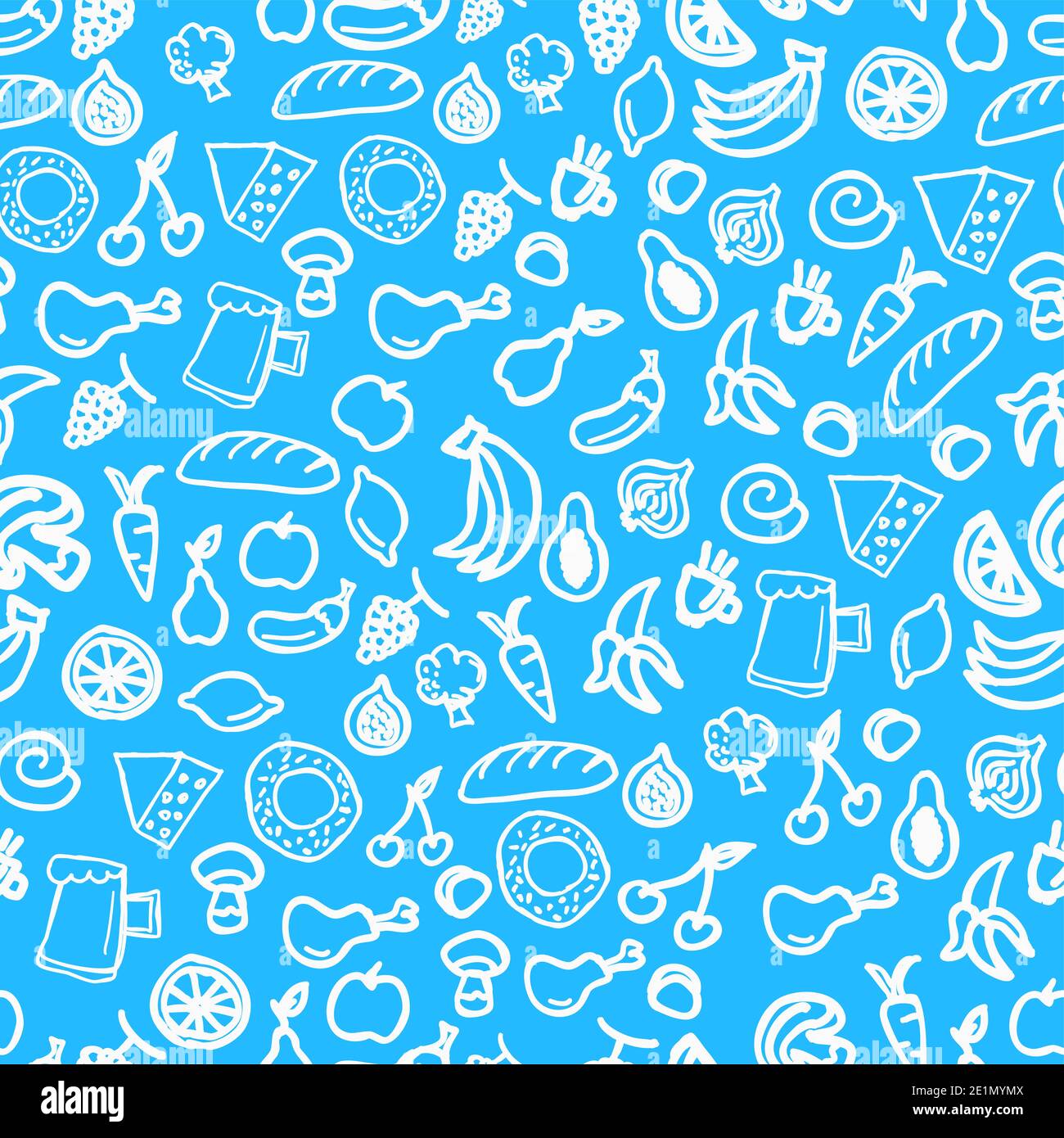 Various food seamless pattern Hand drawn background texture Stock Photo ...