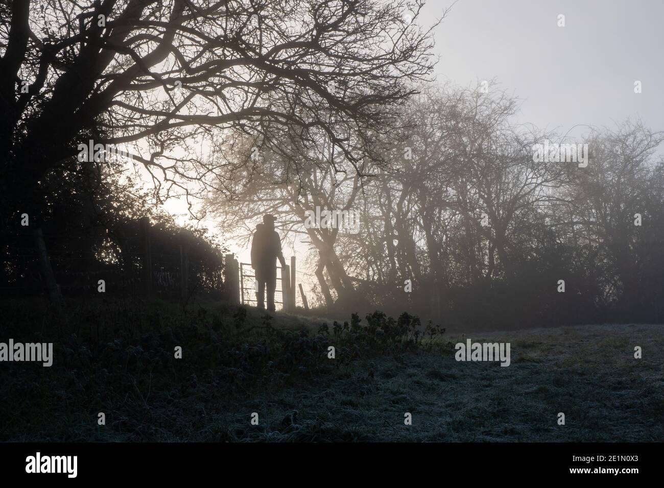 Uk countryside frost person hi-res stock photography and images - Alamy