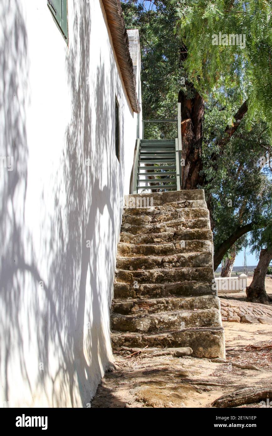 Old Cape Dutch farm building with an outside staircase Stock Photo - Alamy