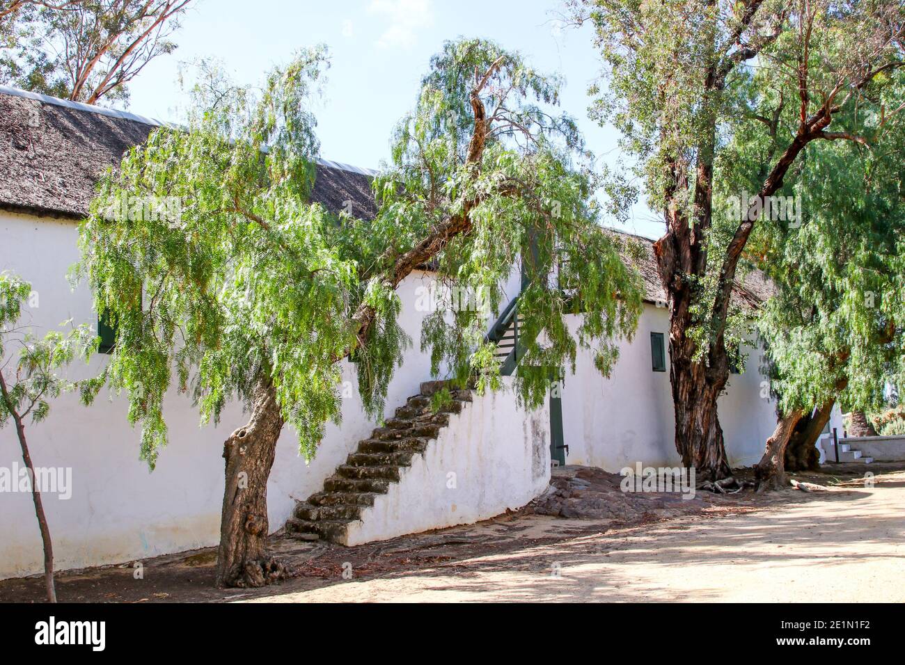 Old Cape Dutch farm building with an outside staircase Stock Photo - Alamy