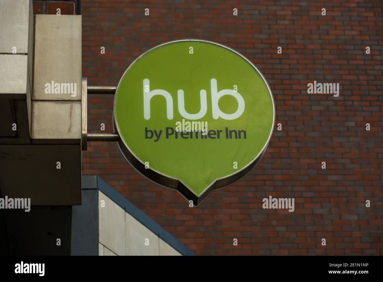 London- January, 2021: Hub by Premier Inn, a contemporary and modern ...