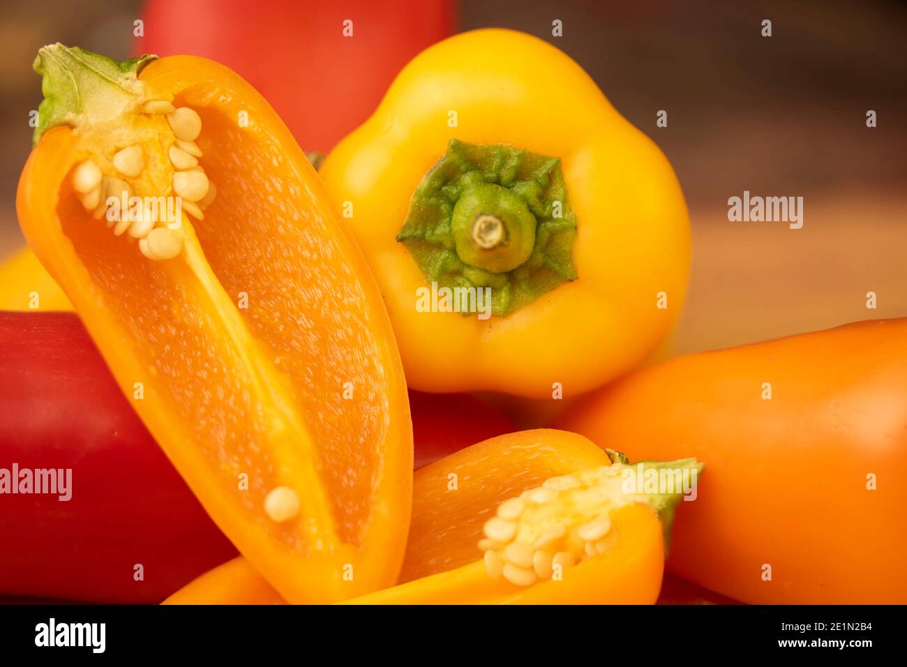 Peppers still-life with out of focus background, food ingredient still ...