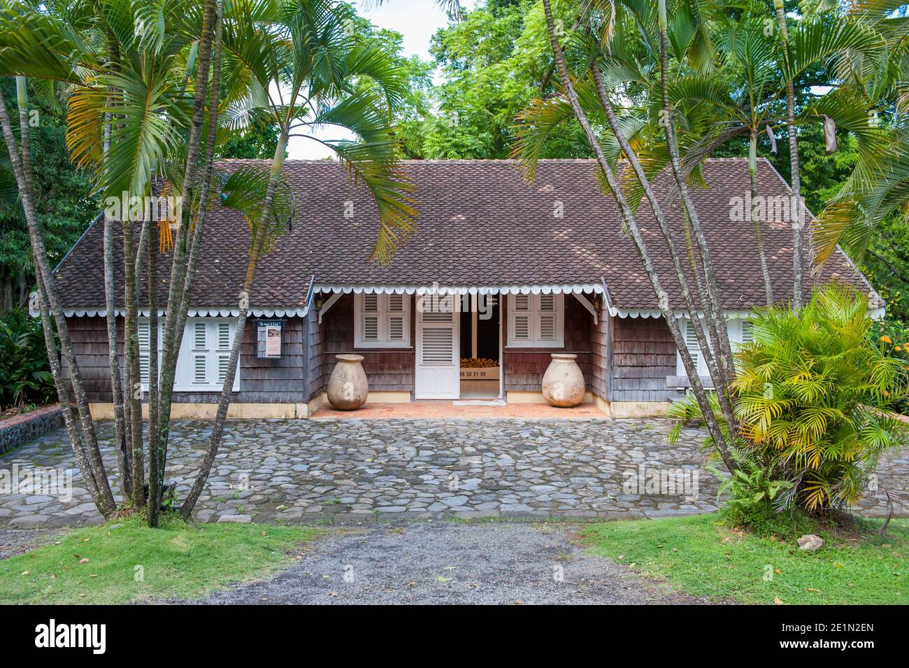 French colonial style architecture in rural Martinique. Martinique is a ...