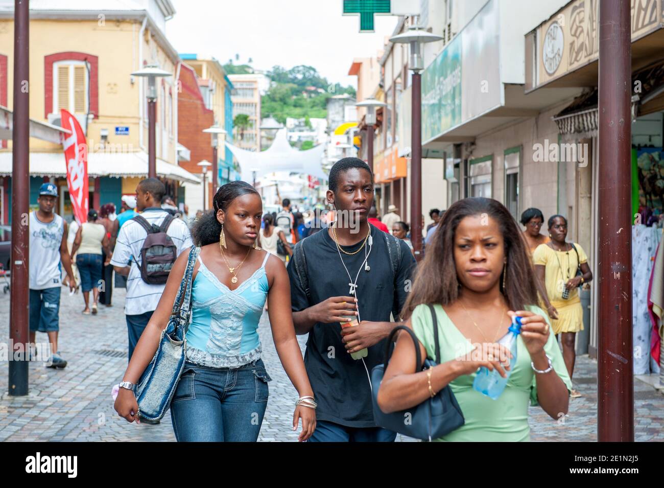 Urban scene from Fort de France in Martinique. Martinique is a French ...