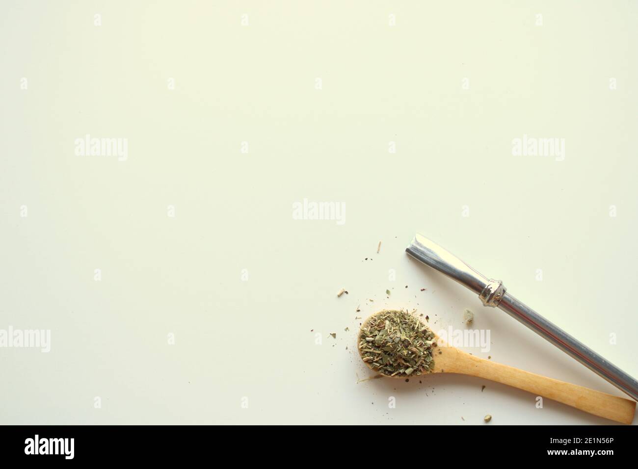 Bombilla and spoon on white backround. Yerba mate compositon Stock ...