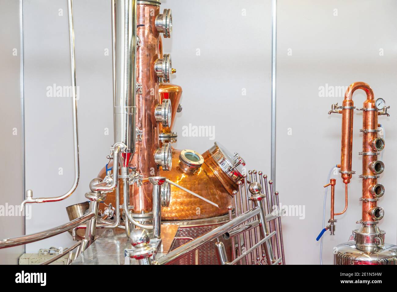 Copper Still Pipes Distillery Equipment Micro Brewery Stock Photo - Alamy