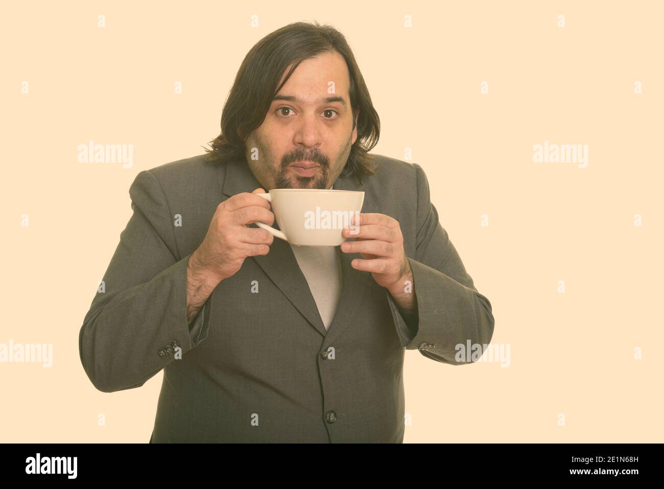 Fat man drinking coffee hi-res stock photography and images - Alamy