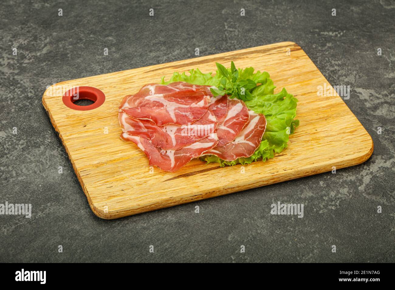 Delicous Smoked pork neck slices snack Stock Photo - Alamy
