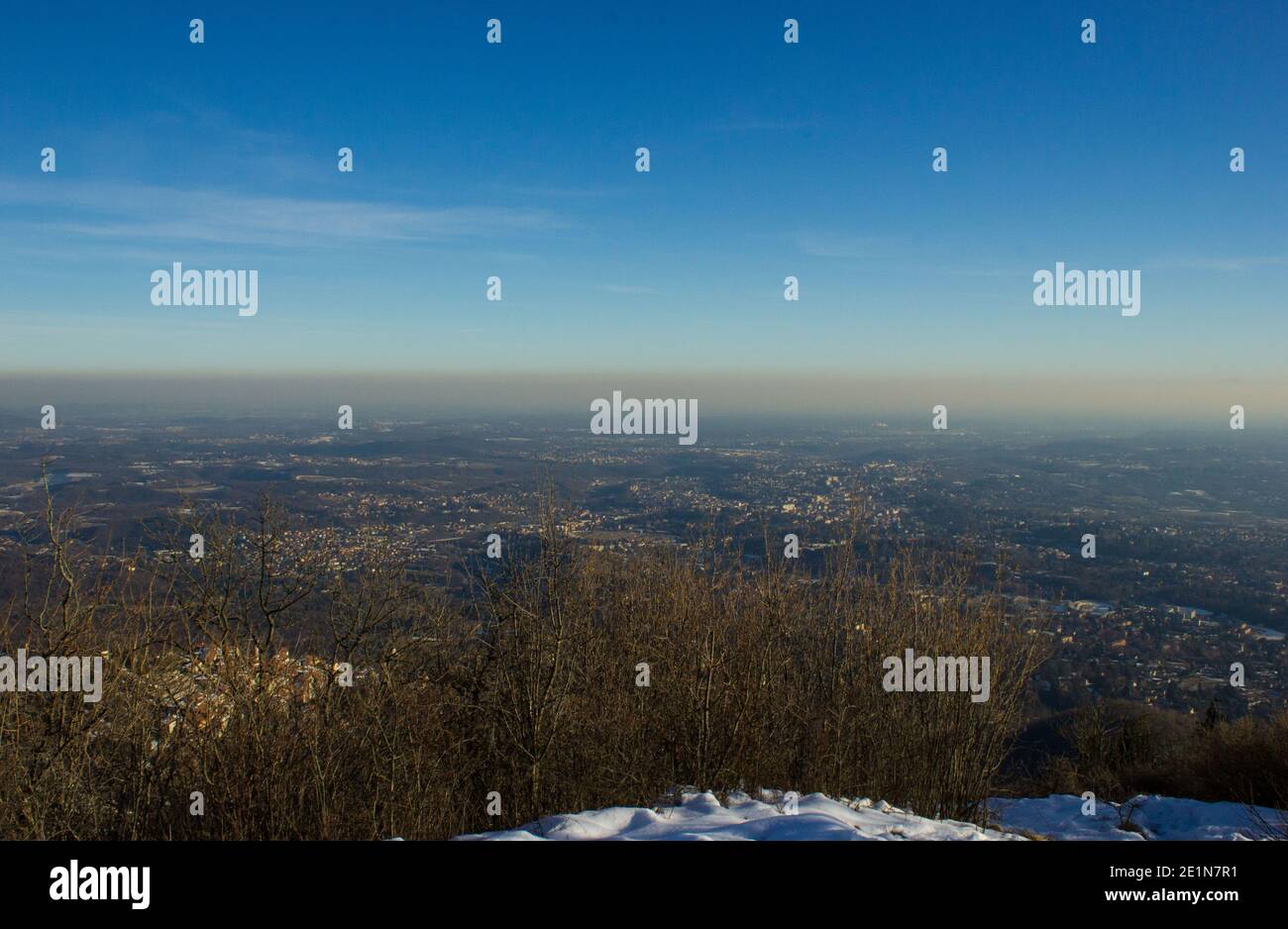 pollution cap over Milan photographed from 50 km away Stock Photo - Alamy